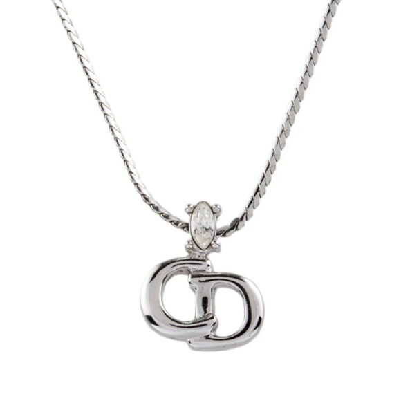 Dior | Jewelry | Vintage Christian Dior Crystal Cd Pendant Necklace ...